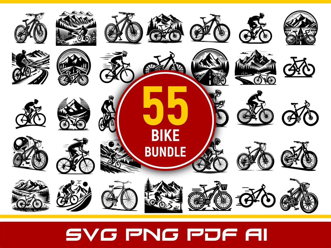 55 Fahrrad Design Clipart Bundle: Radfahren SVG PNG PDF - Etsy.de