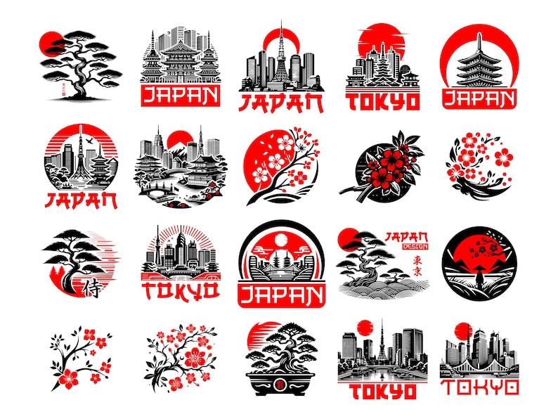 90 Japanese Vector Clipart Bundle | Samurai Logo SVG PDF PNG Japan Pack ...