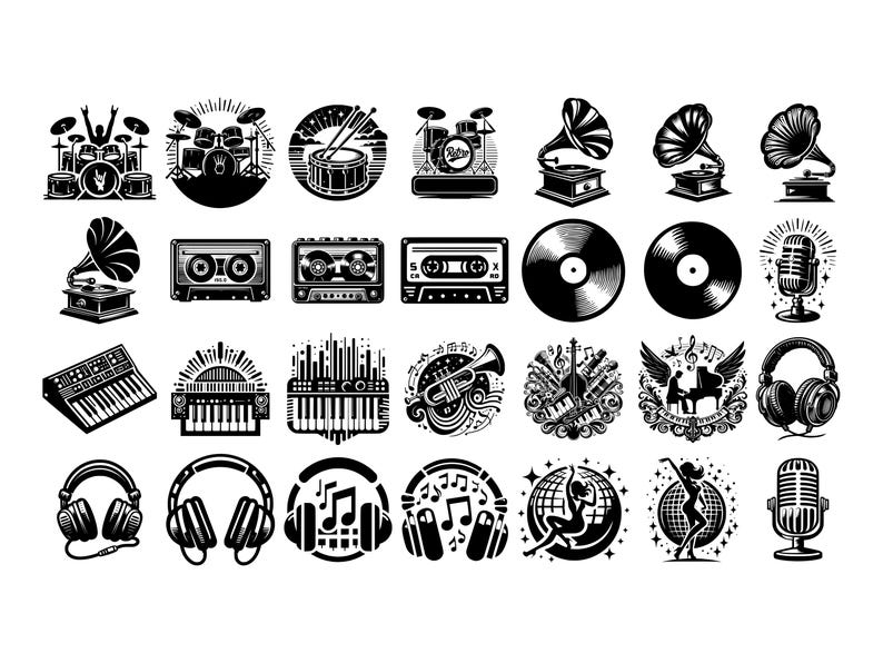 110 Retro Music Design SVG Bundle: Disco & Dance Clipart (PNG, PDF) - Etsy