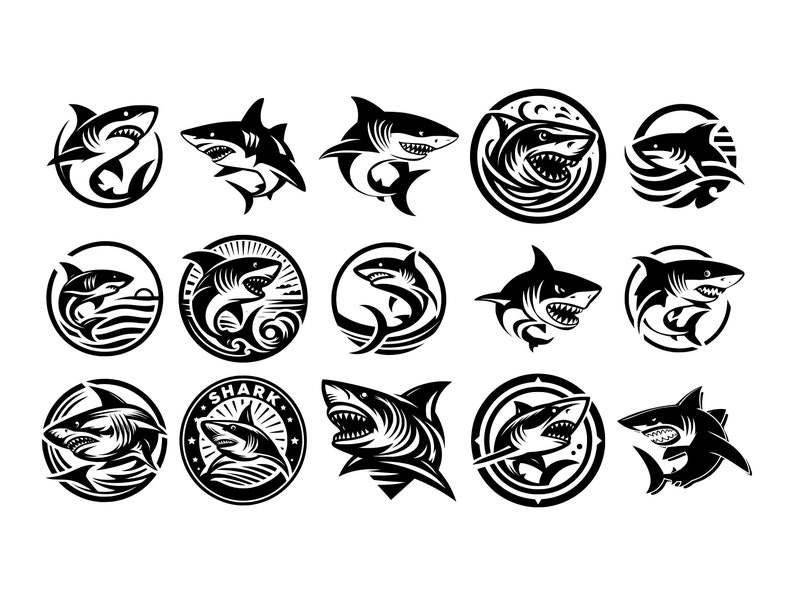 60 Sharks Design SVG PNG PDF Vector Files Clipart Bundle and Logo ...