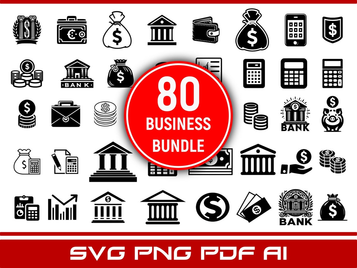 80 SVG Business Clipart Bundle, Money Svg, Business Svg, Coin Svg, Business Logo, Money Pack ...