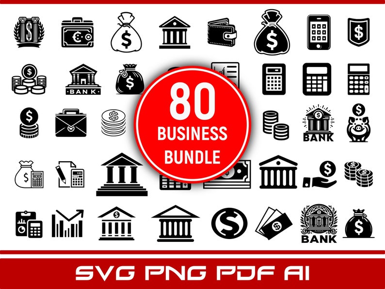 80 SVG Business Clipart Bundle, Money Svg, Business Svg, Coin Svg ...
