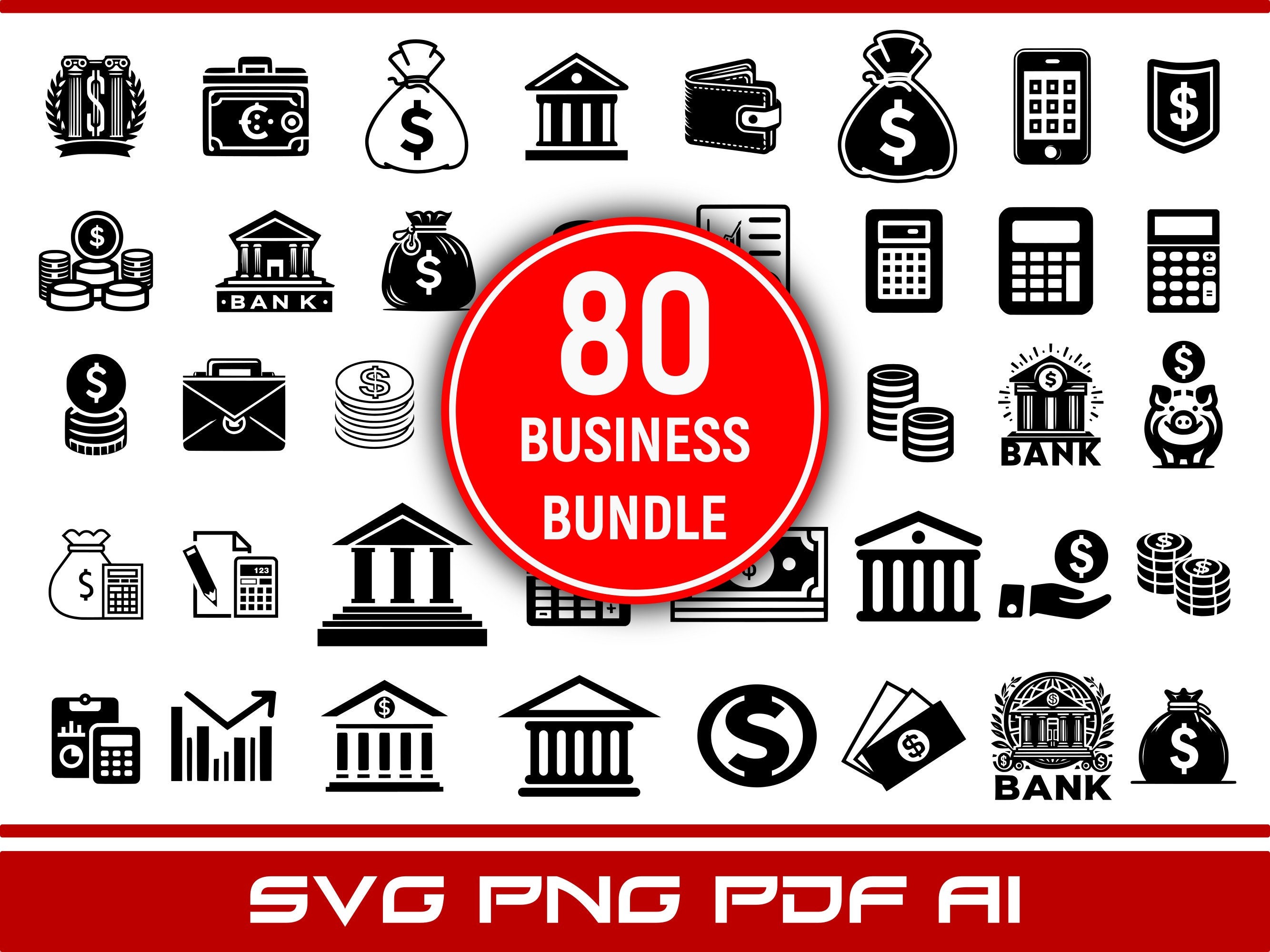 80 SVG Business Clipart Bundle, Money Svg, Business Svg, Coin Svg ...