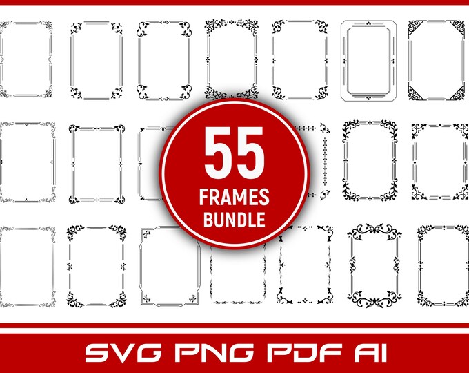 Frame SVG Bundle, PNG, Square Frame Svg, Vintage Frame Svg, Rectangle ...