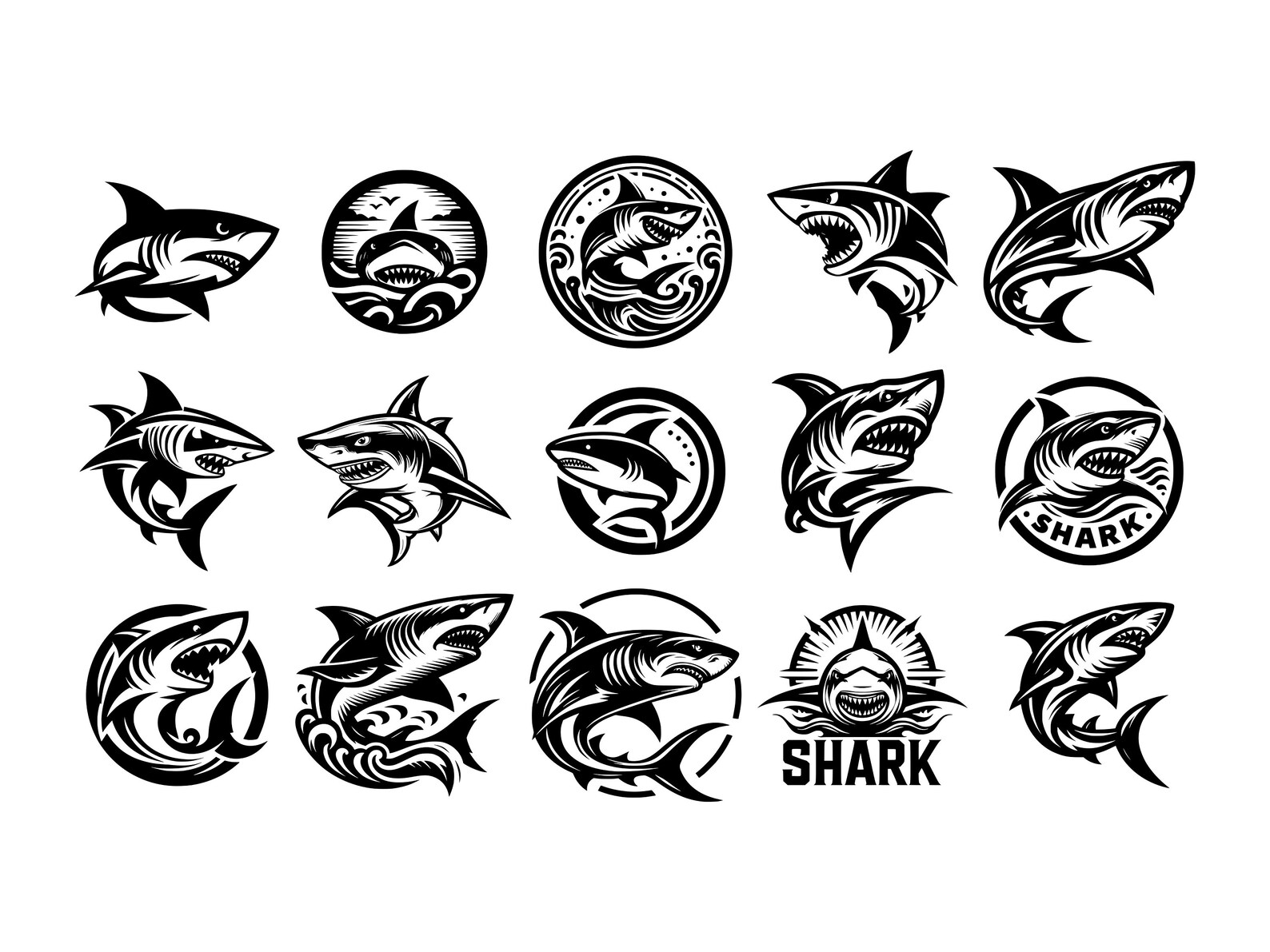 60 Sharks Design SVG PNG PDF Vector Files Clipart Bundle and Logo ...