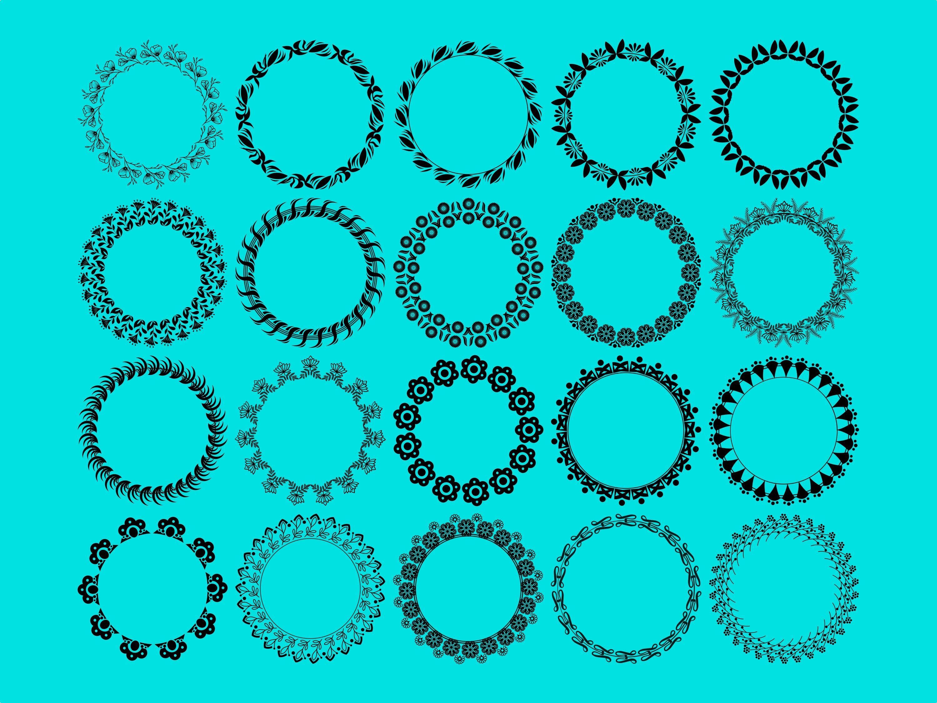 70 Circle Border Designs: Botanical Wreath SVG Bundle (PDF, PNG) - Etsy