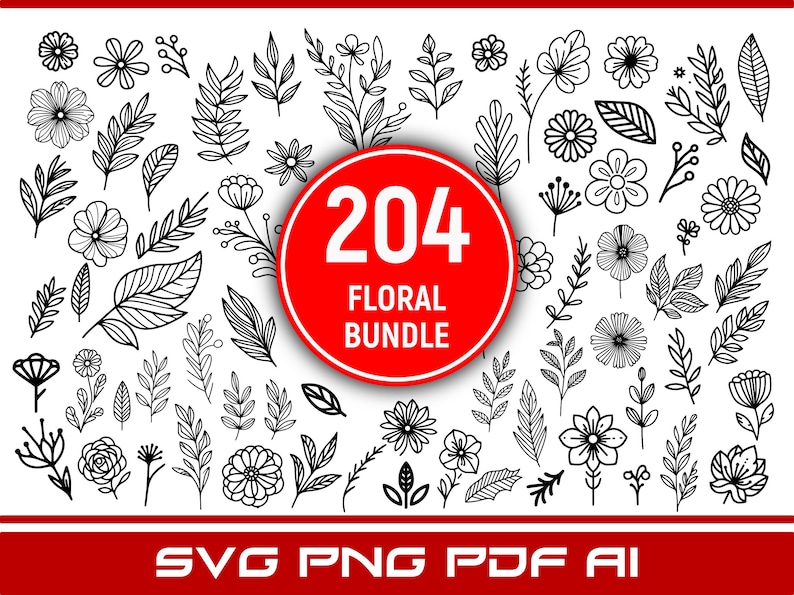 200+ Flowers Floral Botanical Element SVG PNG Clipart Bundle ...