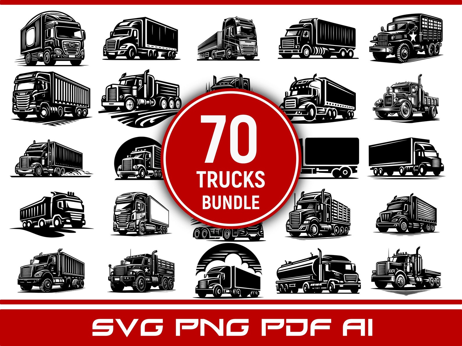 70 Trucks Vector Logo Clipart Bundle (SVG, PNG, PDF) - Etsy