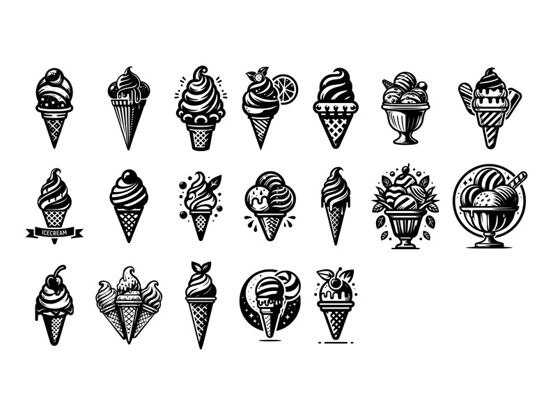 74 Ice Cream Dessert Clipart: SVG, PNG, PDF Vector Pack - Etsy