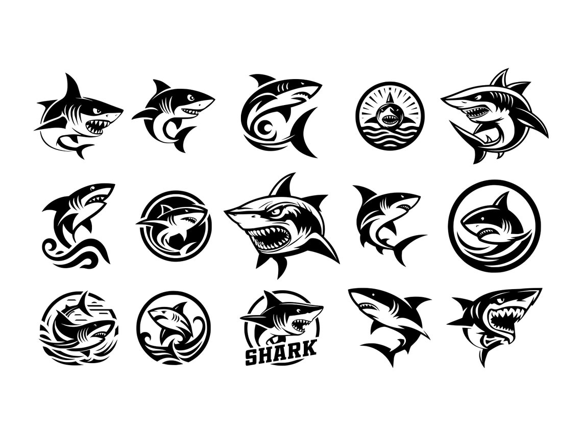 60 Sharks Design SVG PNG PDF Vector Files Clipart Bundle and Logo ...