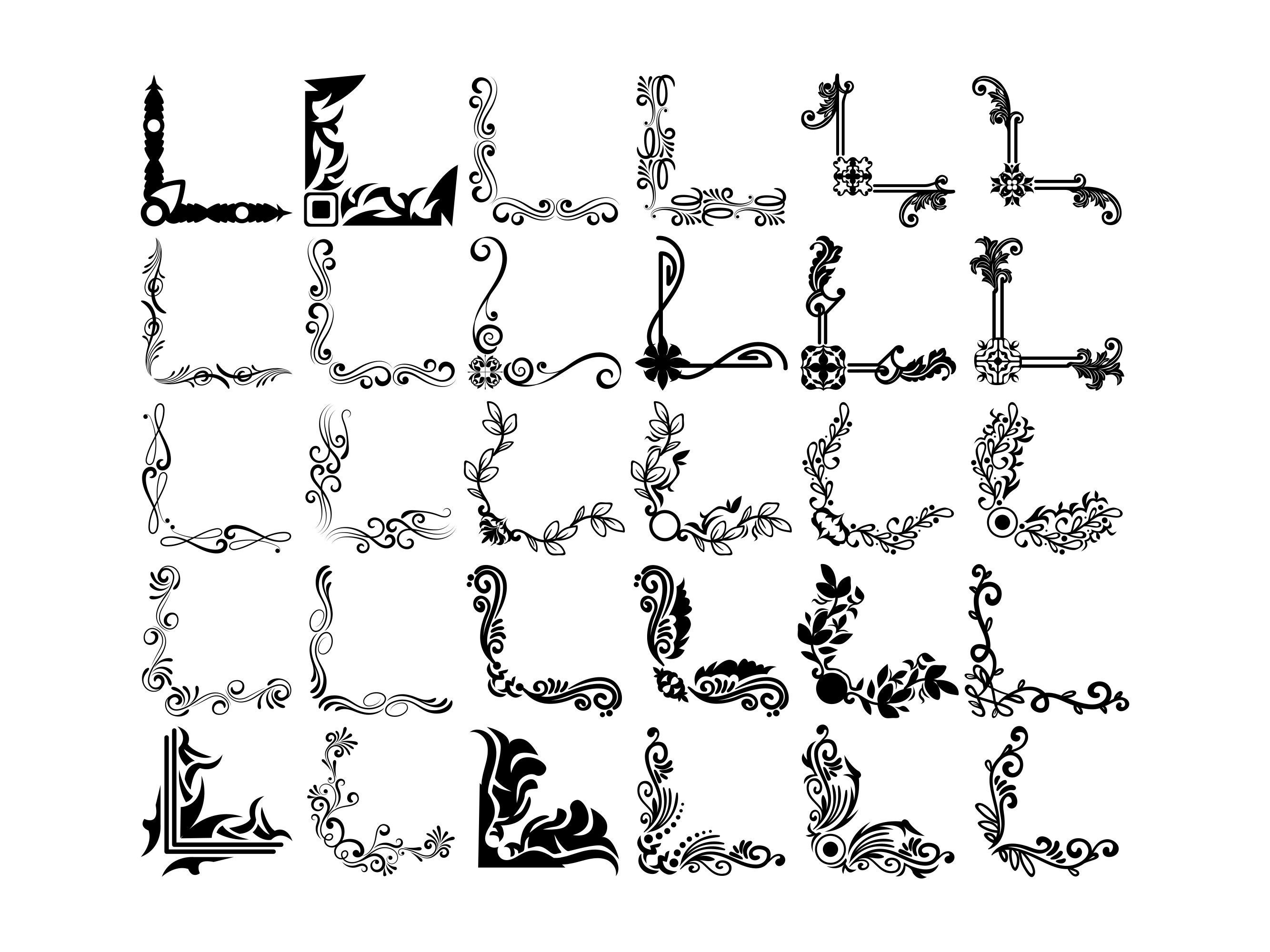 120 Vector Corners Elements SVG PNG PDF Bundle Clipart for Frames, for ...