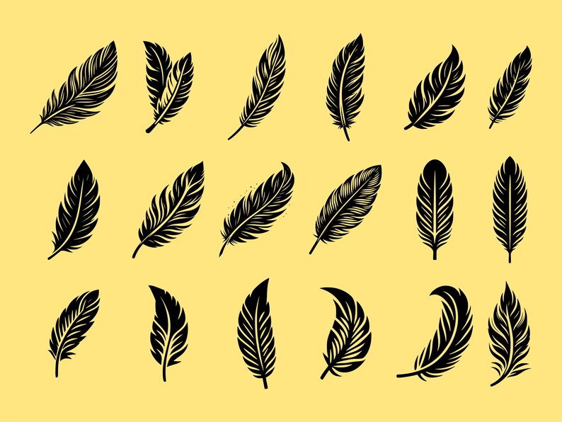 72 Feather Vector SVG PDF PNG Clipart Bundle | Feather Silhouette ...