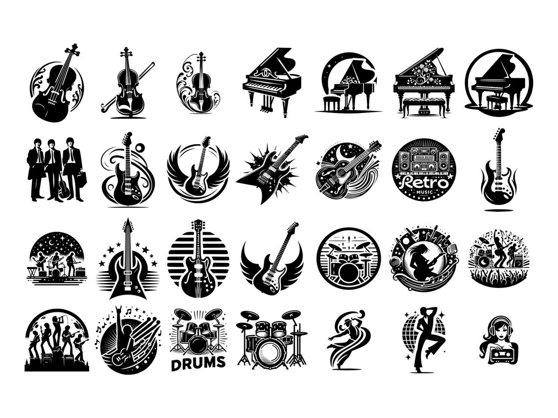 110 Retro Music Design SVG Bundle: Disco & Dance Clipart (PNG, PDF) - Etsy