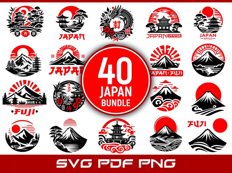 40 Japan Style Clipart Bundle SVG PDF PNG | Samurai Vector | Japanese ...