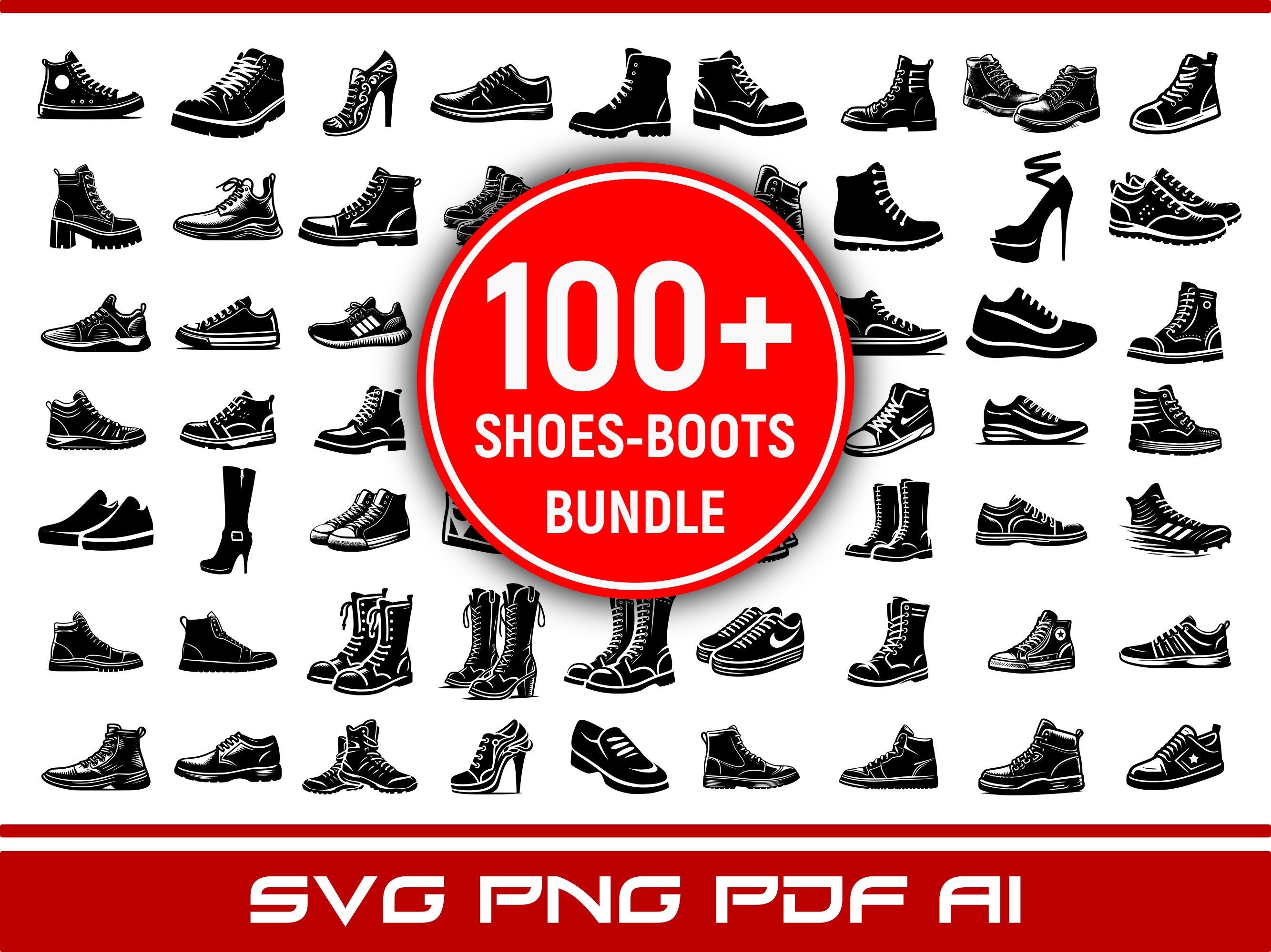 100+ Shoes Boots SVG PNG PDF Clipart Bundle, Sneakers Png, Shoes Cut ...