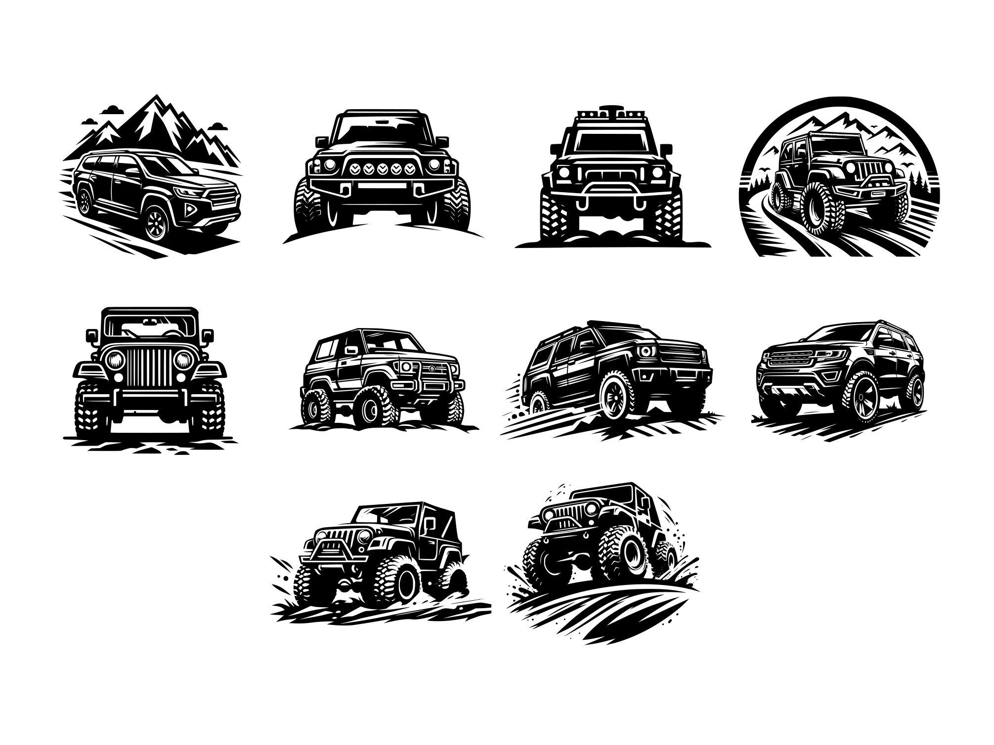 50 Off-road Car 4x4 SUV 4WD Car Logo Svg Png Pdf Bundle Clipart, Car ...