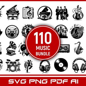 110 Retro Music Design SVG Bundle: Disco & Dance Clipart (PNG, PDF) - Etsy