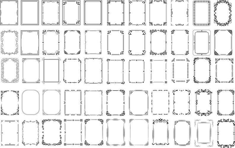 55 Decorative Frames Clipart Bundle: Floral & Vintage Designs (SVG, PNG, PDF) - Etsy