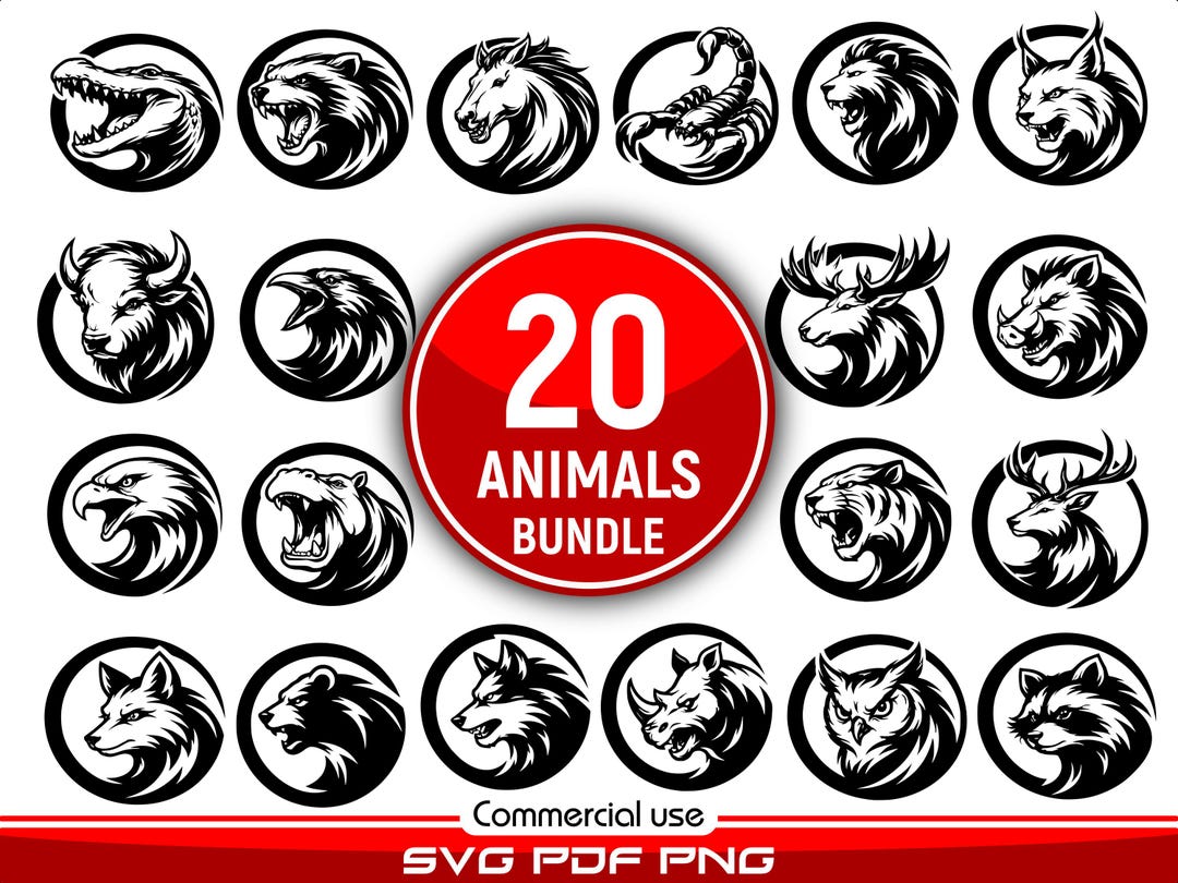 Animal Logo Designs SVG Bundle Wild Animals Vector Logos PNG PDF - Etsy