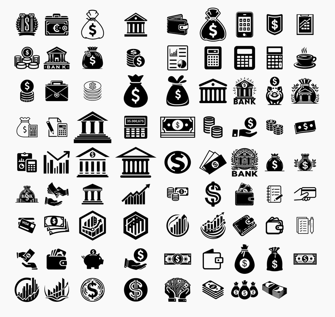 80 SVG Business Clipart Bundle, Money Svg, Business Svg, Coin Svg, Business Logo, Money Pack ...