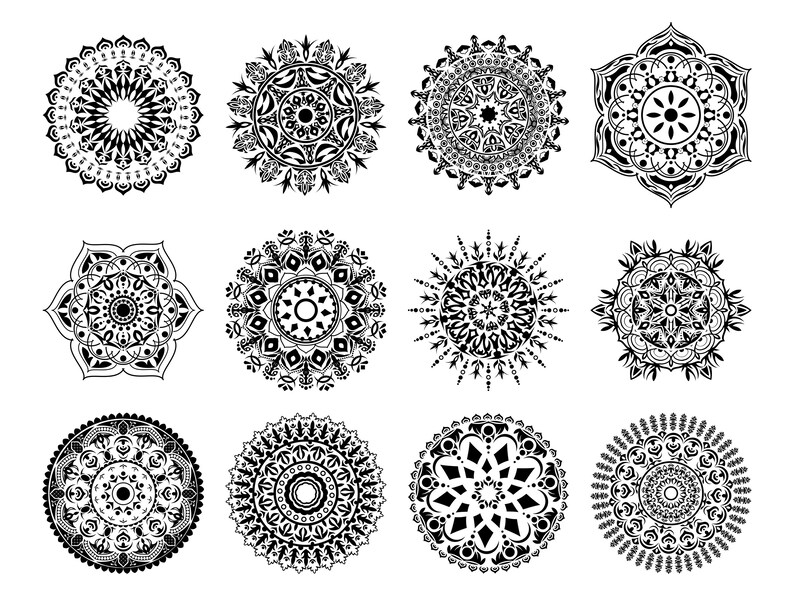 50 Mandala Design SVG PNG PDF Vector Files Clipart Bundle and File for ...