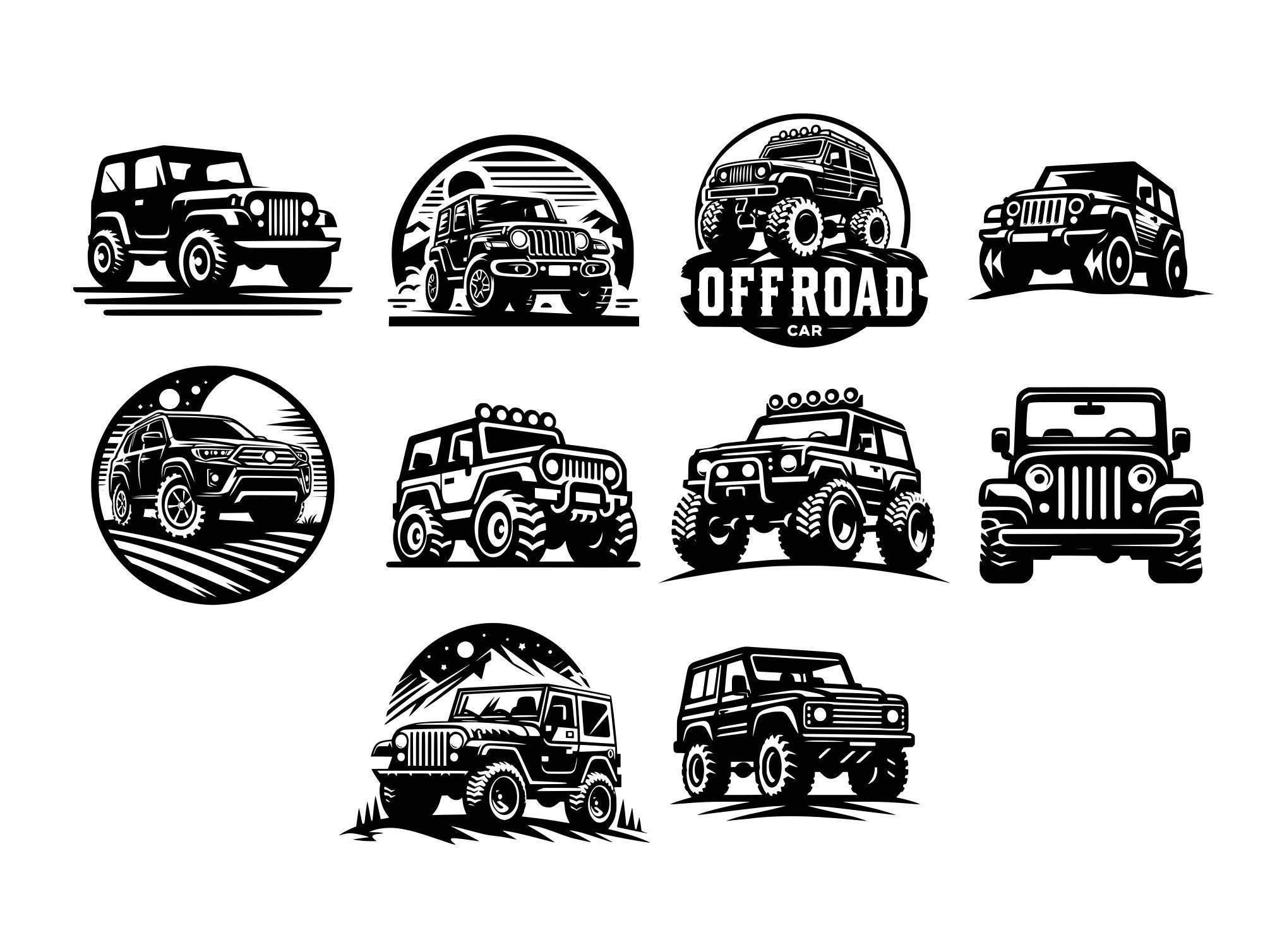 50 Off-road Car 4x4 SUV 4WD Car Logo Svg Png Pdf Bundle Clipart, Car ...