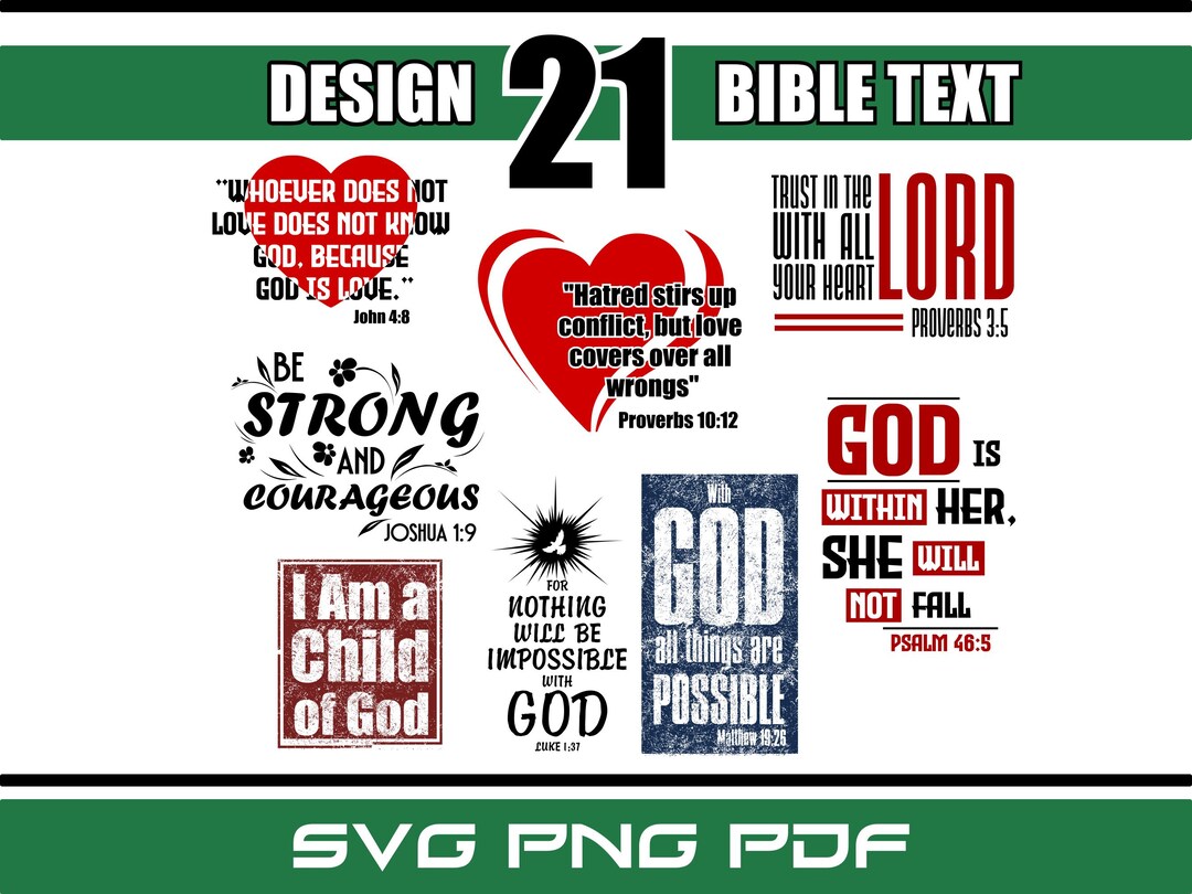 21 Bible Quotes Text Vector Design SVG PDF PNG Christianity Clipart ...