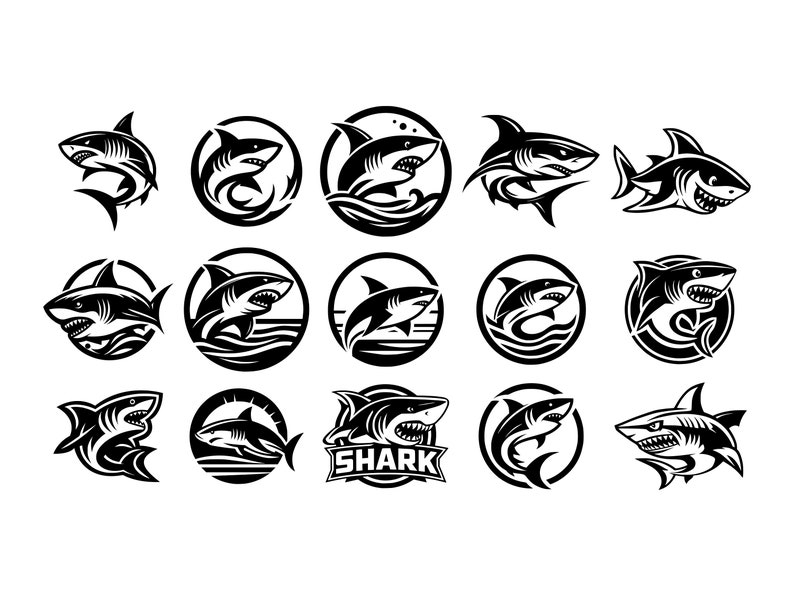 60 Sharks Design SVG PNG PDF Vector Files Clipart Bundle and Logo ...