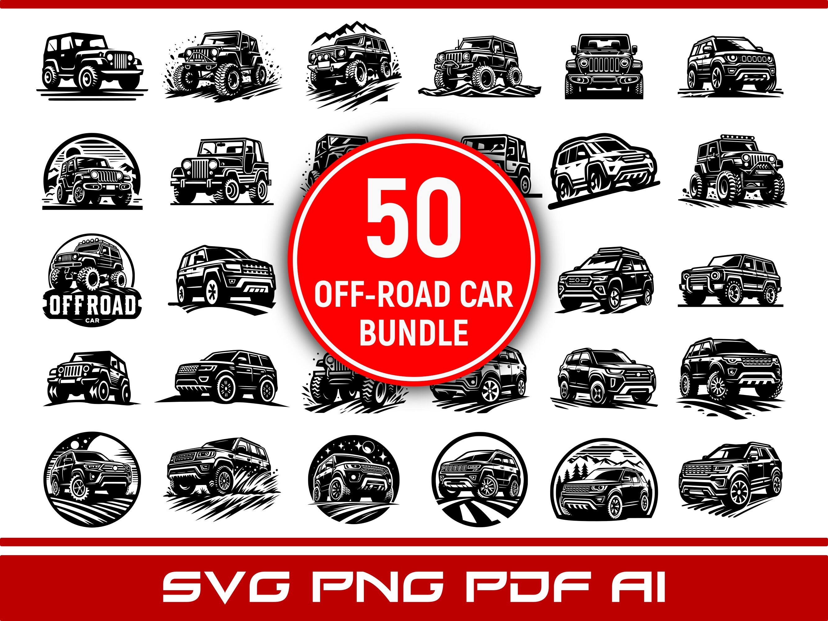 50 Off-road Car 4x4 SUV 4WD Car Logo Svg Png Pdf Bundle Clipart, Car ...