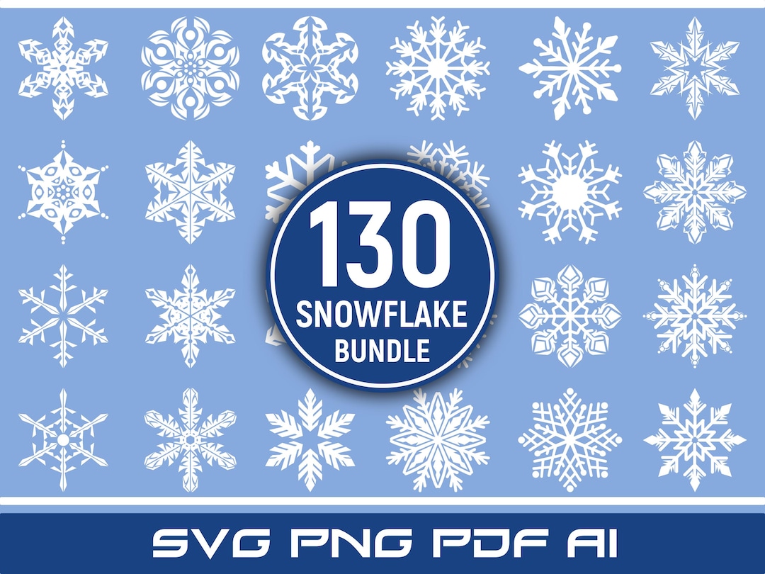 130 Snowflake Clipart SVG PDF PNG Bundle Vector Winter Christmas - Etsy