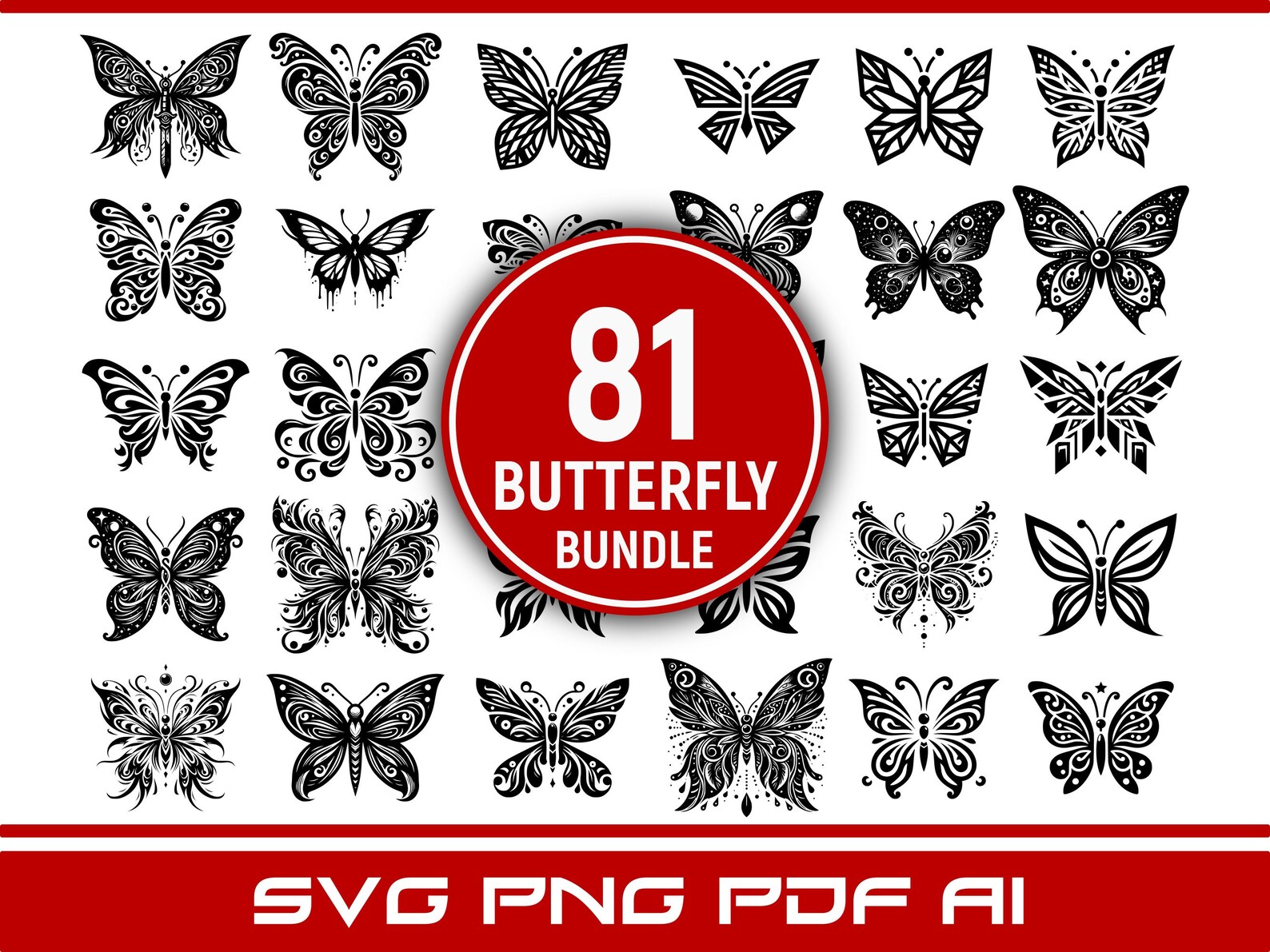 81 Butterfly Design Logo SVG PNG PDF Clipart Bundle | Butterfly Clipart ...