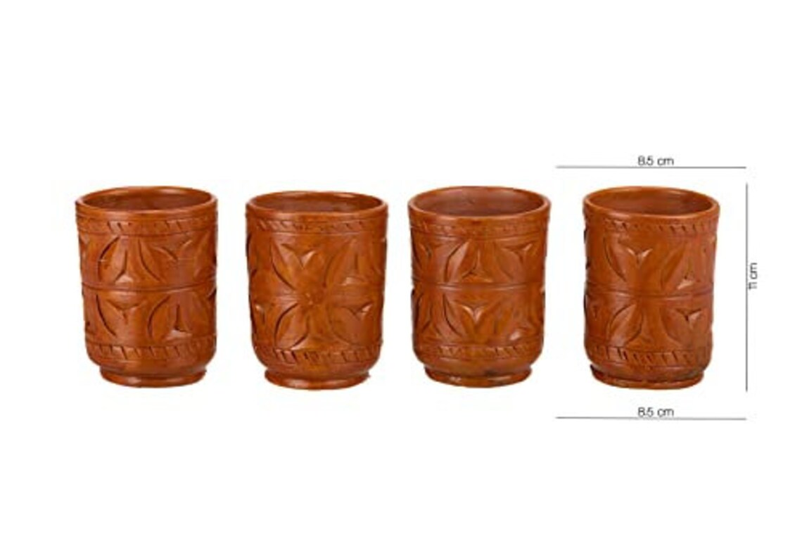 Set of 4 - Handcrafted Terracotta Clay Glass Set/fruit Juice Glass ...