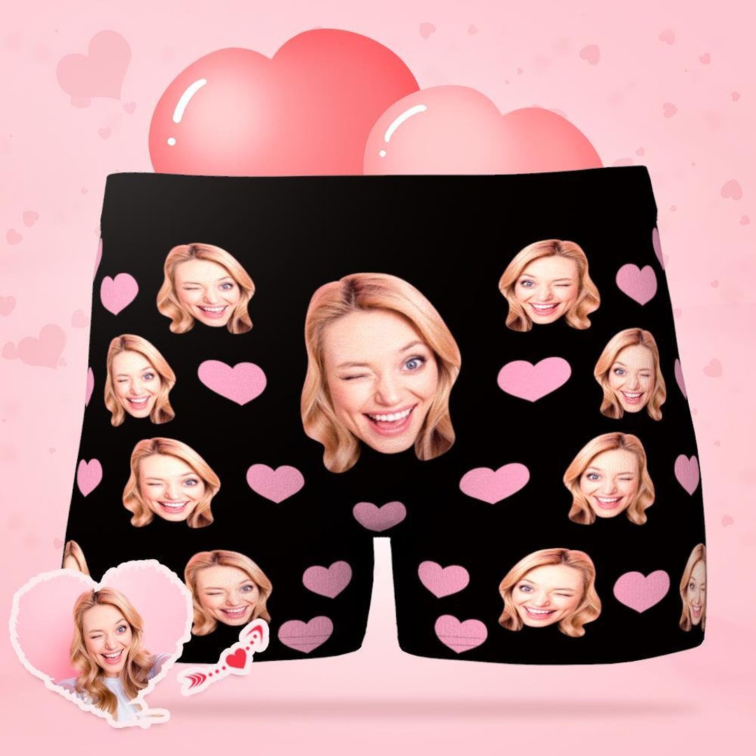 Custom Face Boxer Shorts Men's Underwear With Little Heart - Etsy