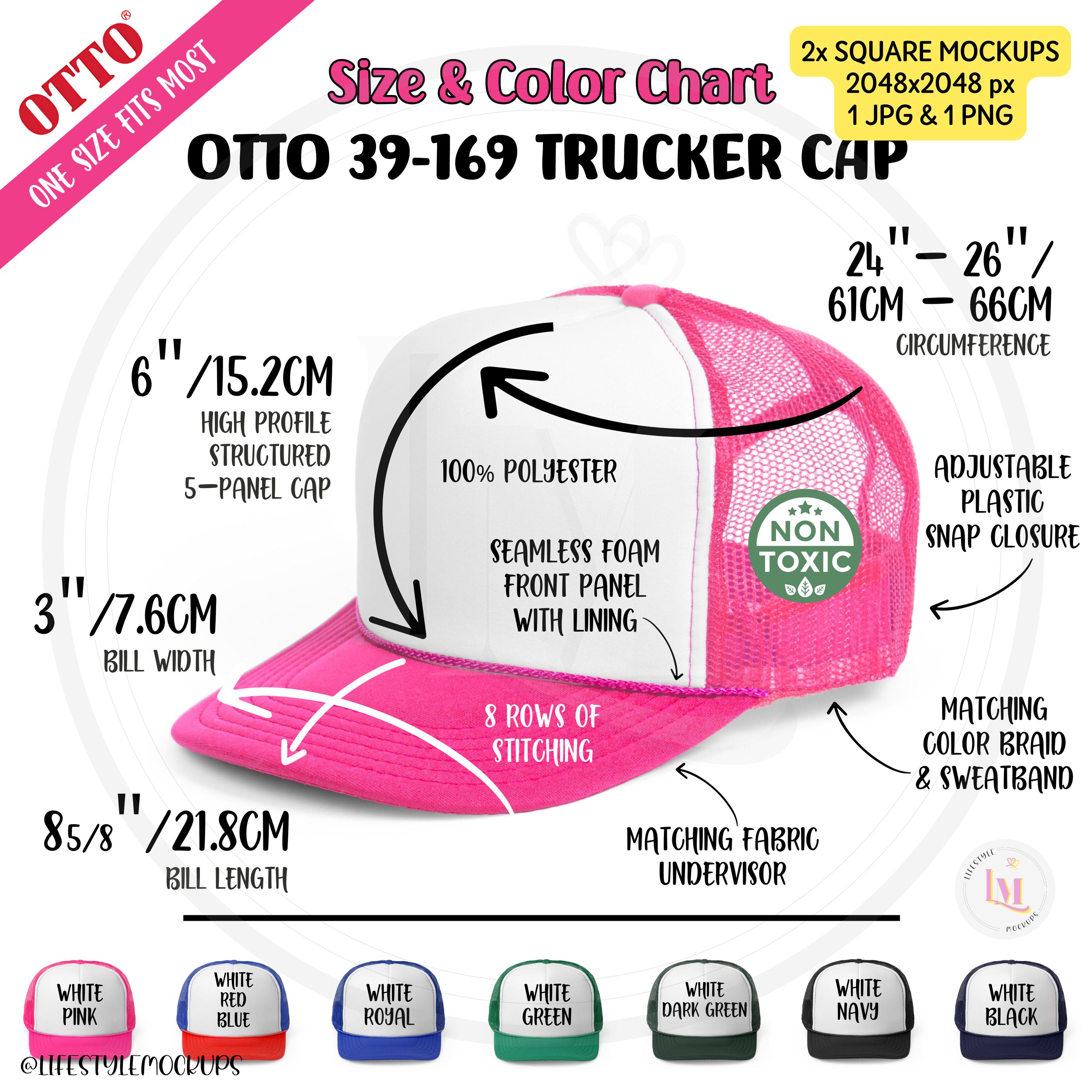 OTTO SIZE & COLOR Chart Mockup, Otto Trucker Hat Size Chart, Otto Cap ...