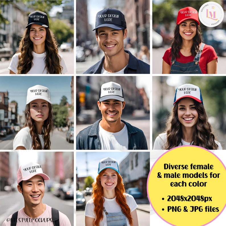 OTTO TRUCKER HAT Mockup Bundle Otto 39-165 Hat Mock, Printful Otto Foam ...