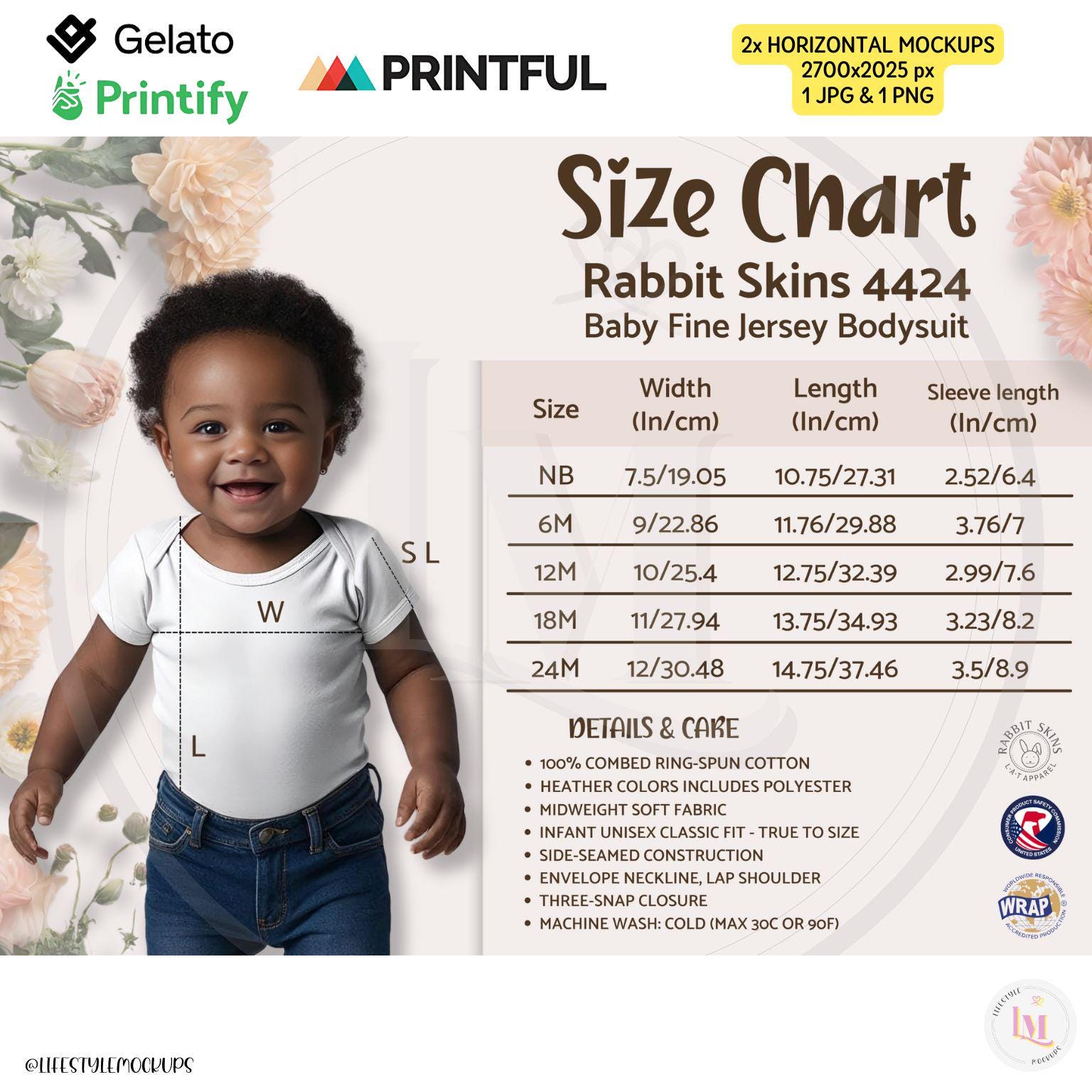 RABBIT SKINS 4424 Size Color Chart Rabbit Skins Baby Jersey Bodysuit ...