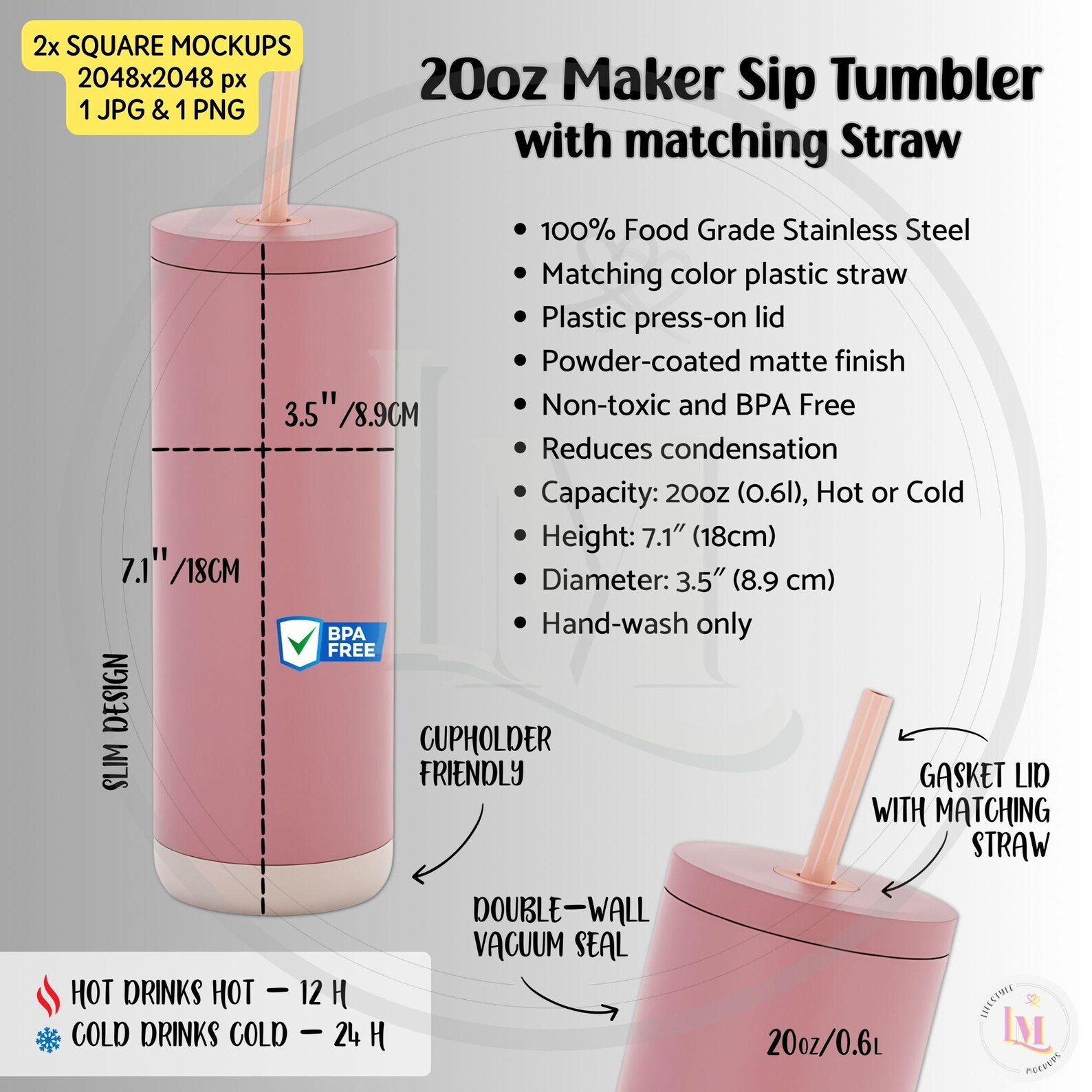 MAKER 20oz SIP TUMBLER Mockup Bundle, Maker Tumbler Mockup Printify ...