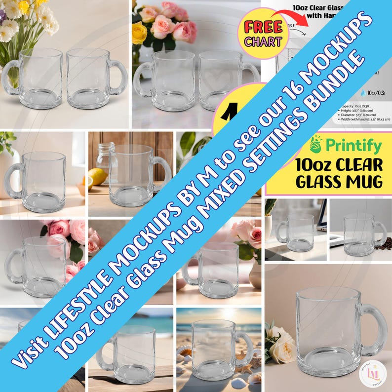 10oz GLASS MUG Size Chart, Dimensions Printify 10oz Clear Glass Mug ...