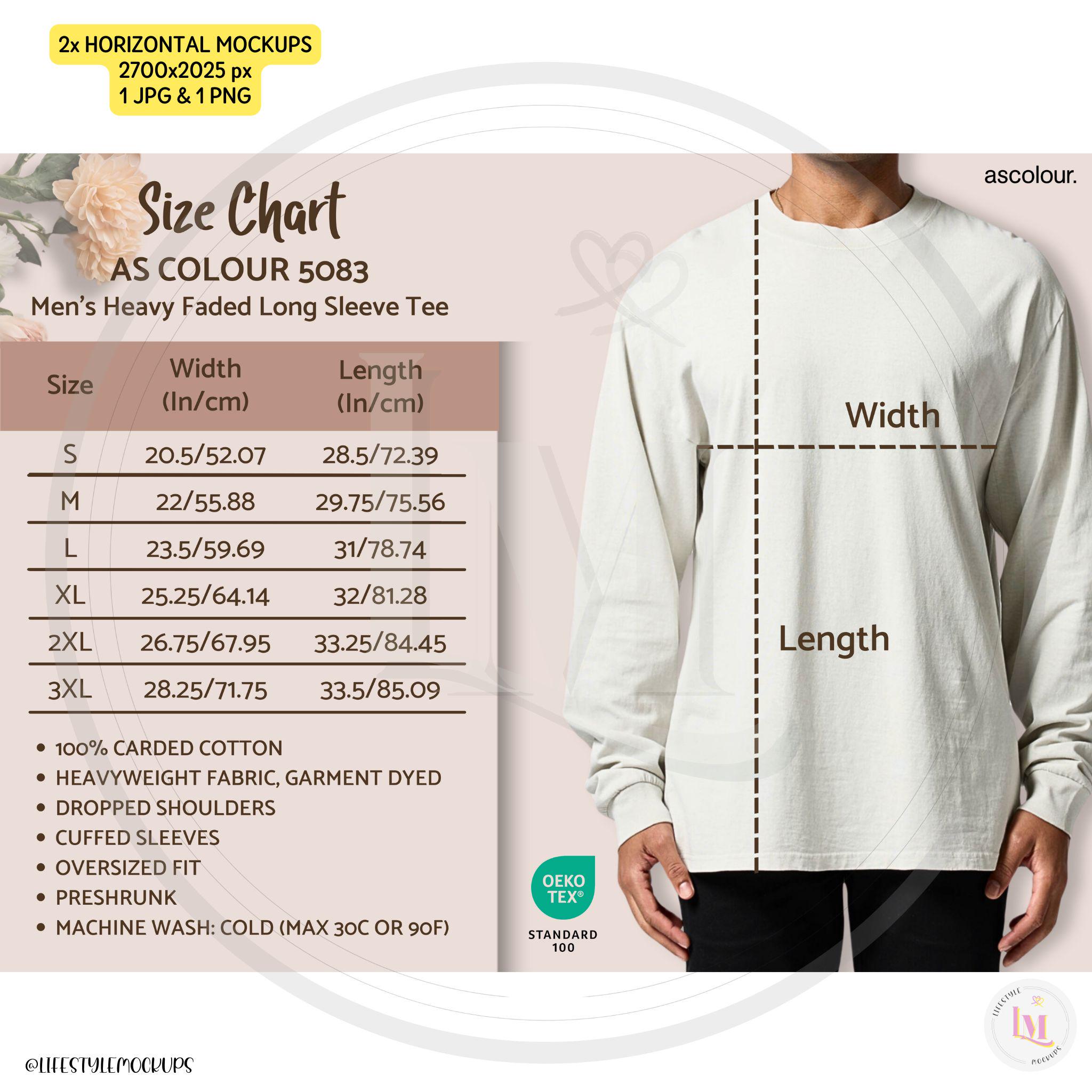 AS COLOUR 5083 Size Chart Heavy Faded Tee Color Chart, Printify AS ...