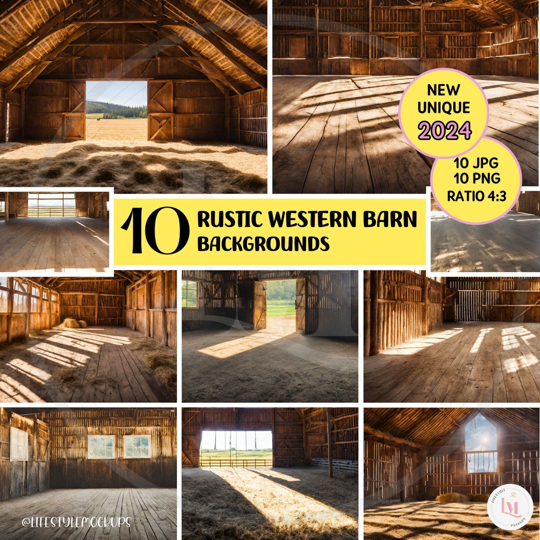WESTERN BACKGROUND Bundle, Rustic Western Barn Backdrops, Western ...
