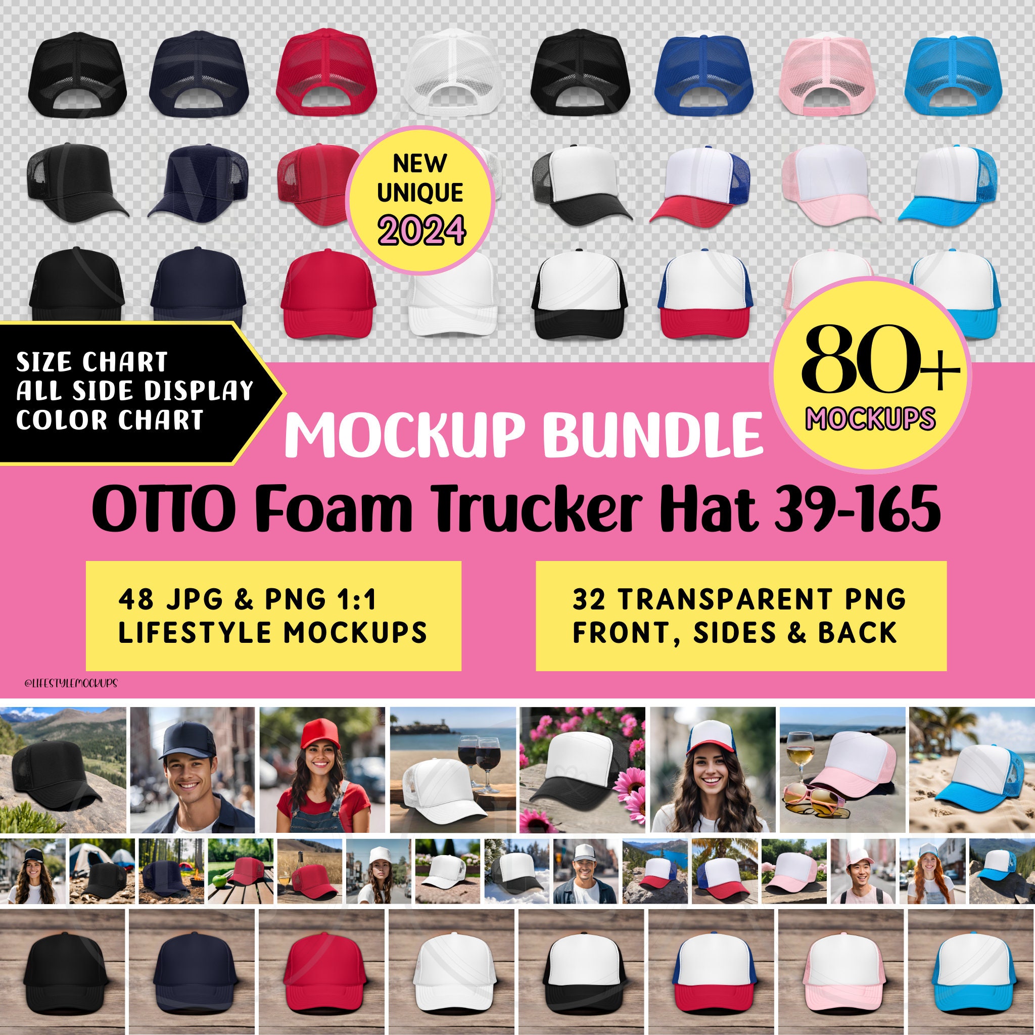 OTTO TRUCKER HAT Mockup Bundle Otto 39-165 Hat Mock, Printful Otto Foam ...