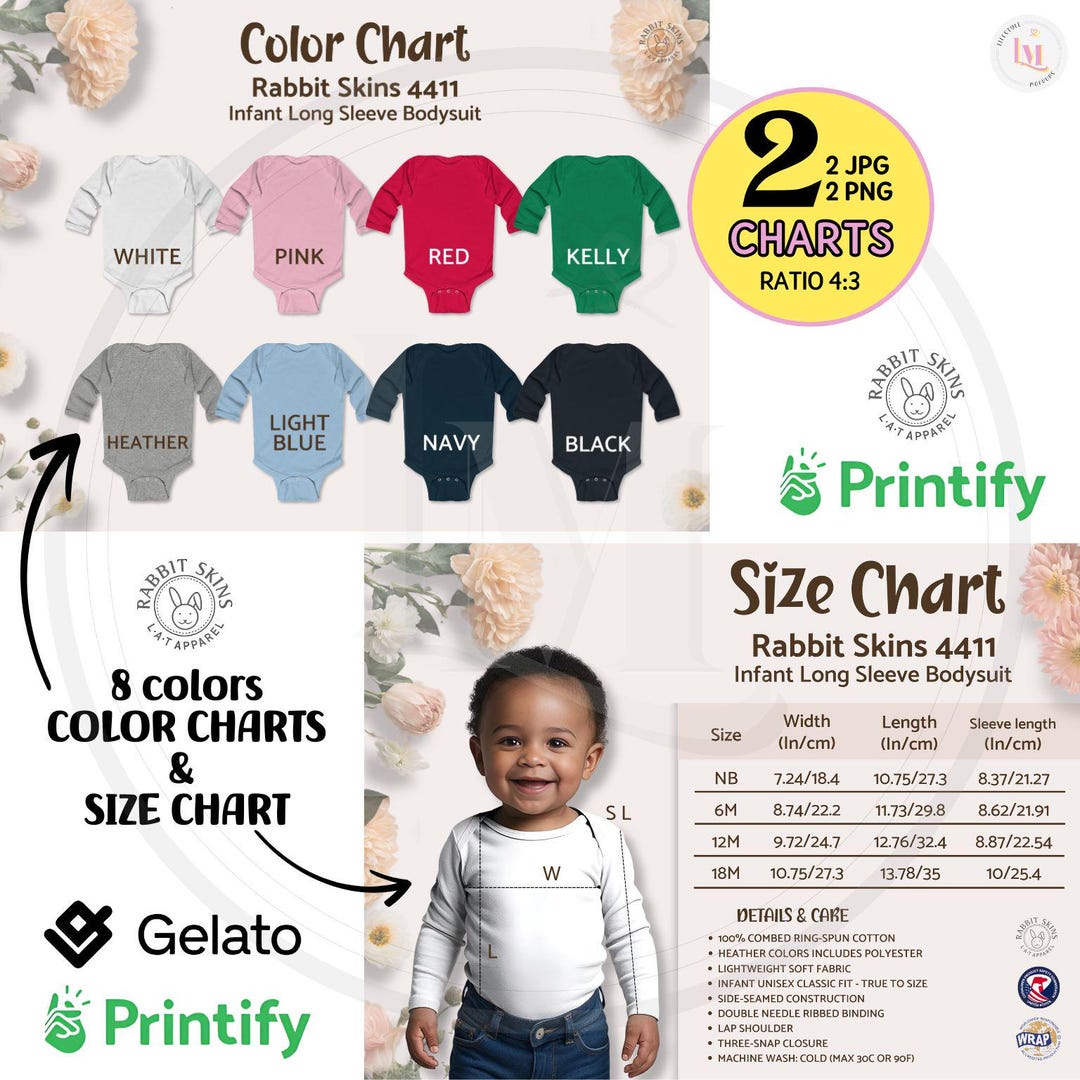 RABBIT SKINS 4411 Size Color Chart Rabbit Skins Infant Long Sleeve ...