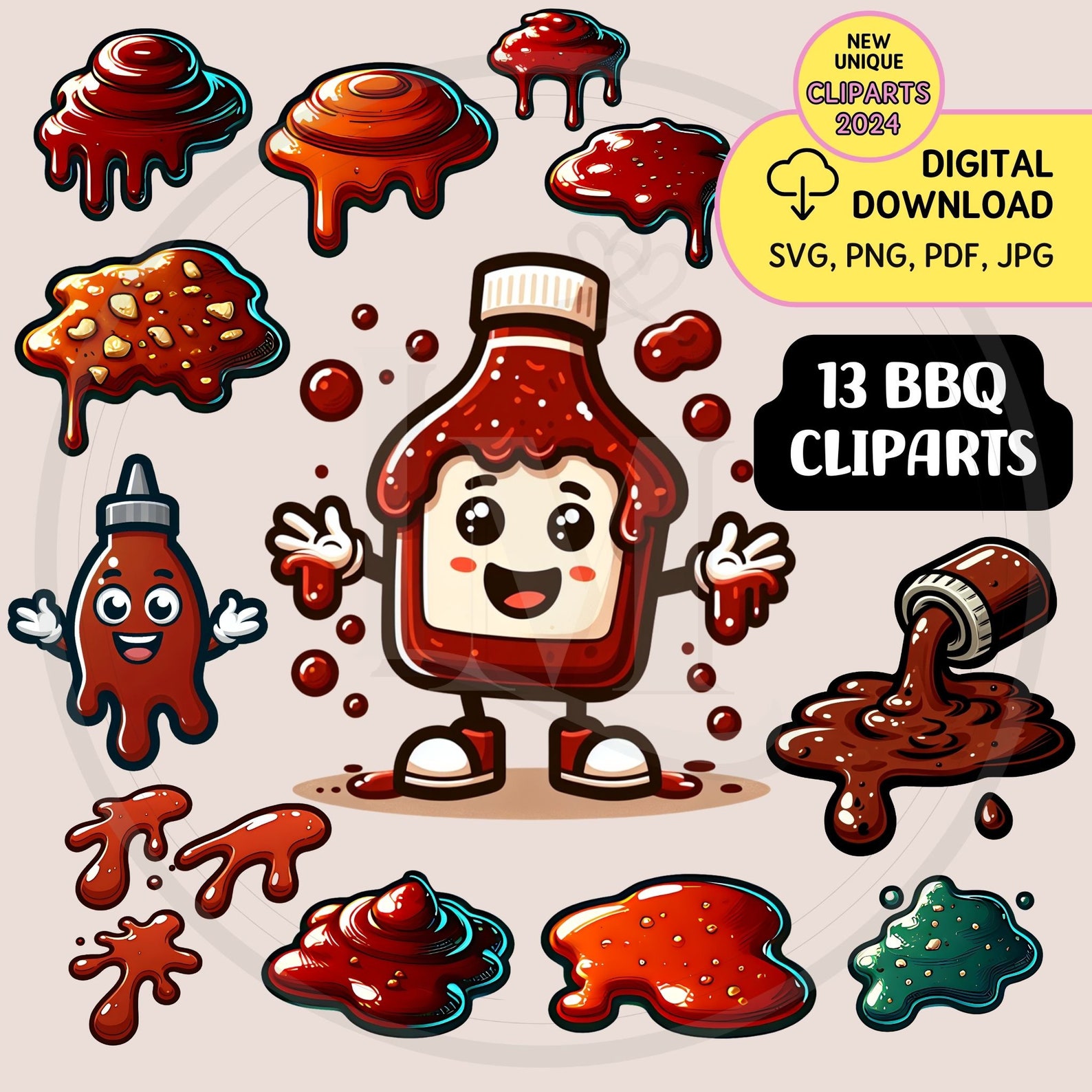 BARBEQUE SAUCE SVG Bundle Bbq Clipart, Bbq Stain Png, Svg Bbq Hot Sauce ...