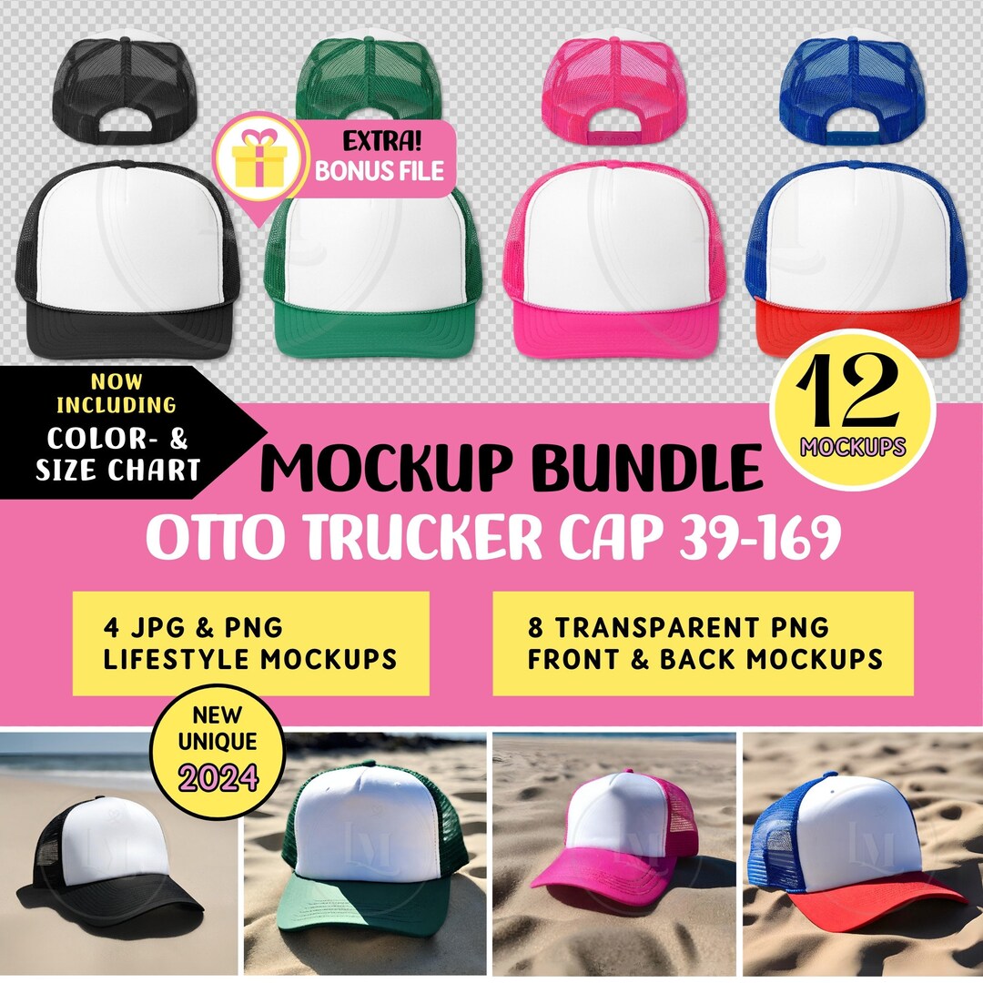 OTTO CAP MOCKUP Bundle, Otto 39-169 Mockup, Transparent Trucker Cap ...