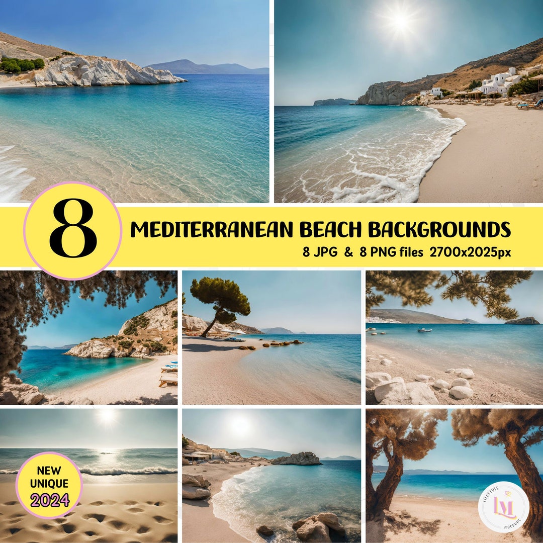 MEDITERRANEAN BEACH Background Bundle, Mediterranean Beach Backdrop ...