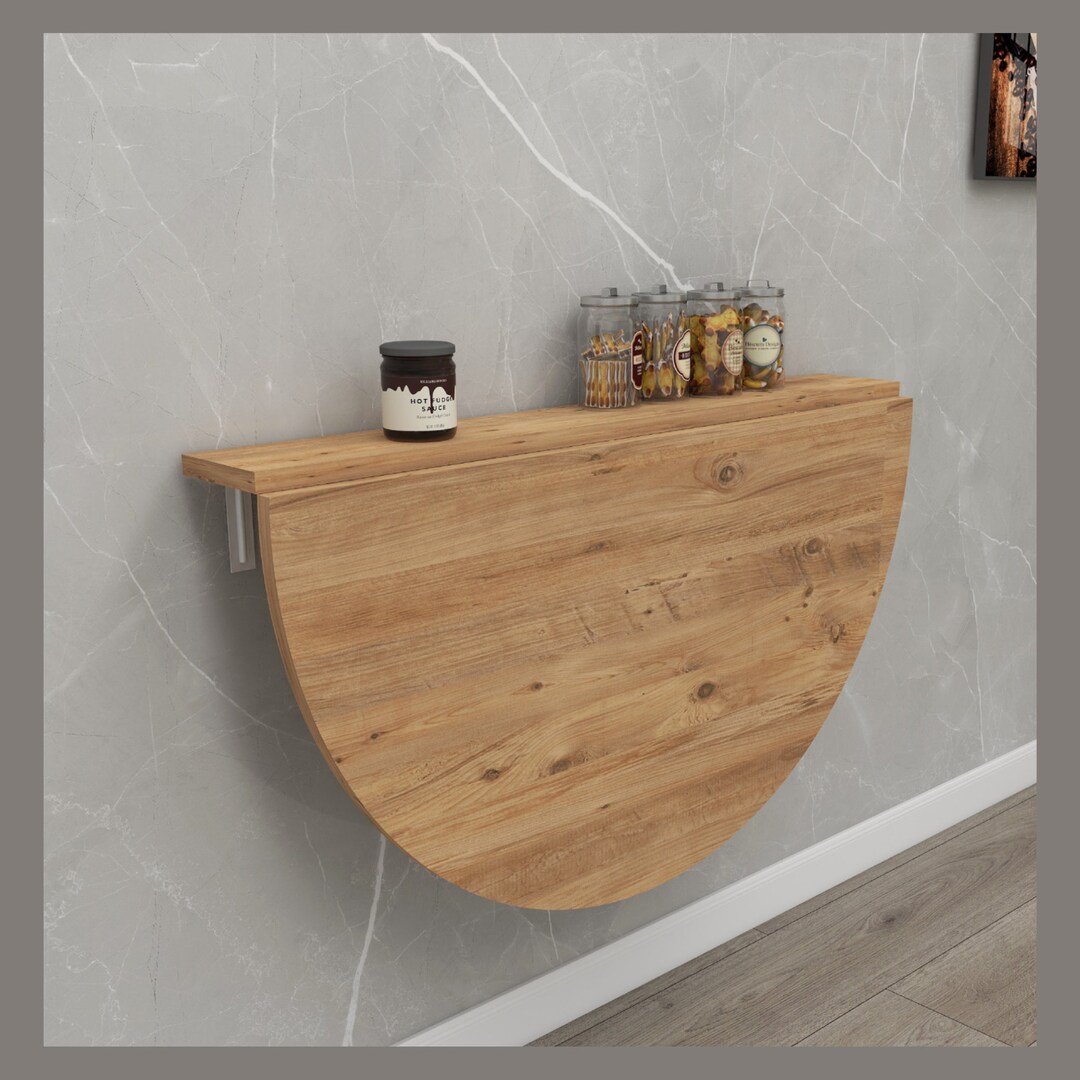 Wall Mounted Murphy Table, Round Corner Folding Kitchen Table, Half ...
