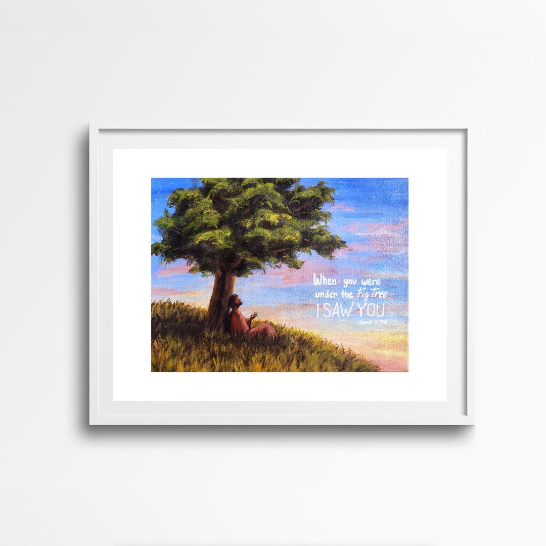 Nathaniel Under the Fig Tree Painting 5x7" Giclee Print Cold Press ...