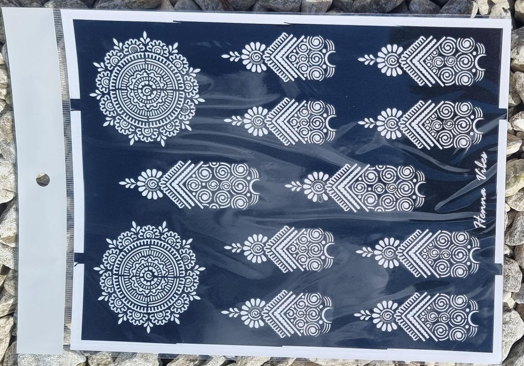 Henna Stencil - Intricate Mehndi Design for Hands & Feet | Reusable ...
