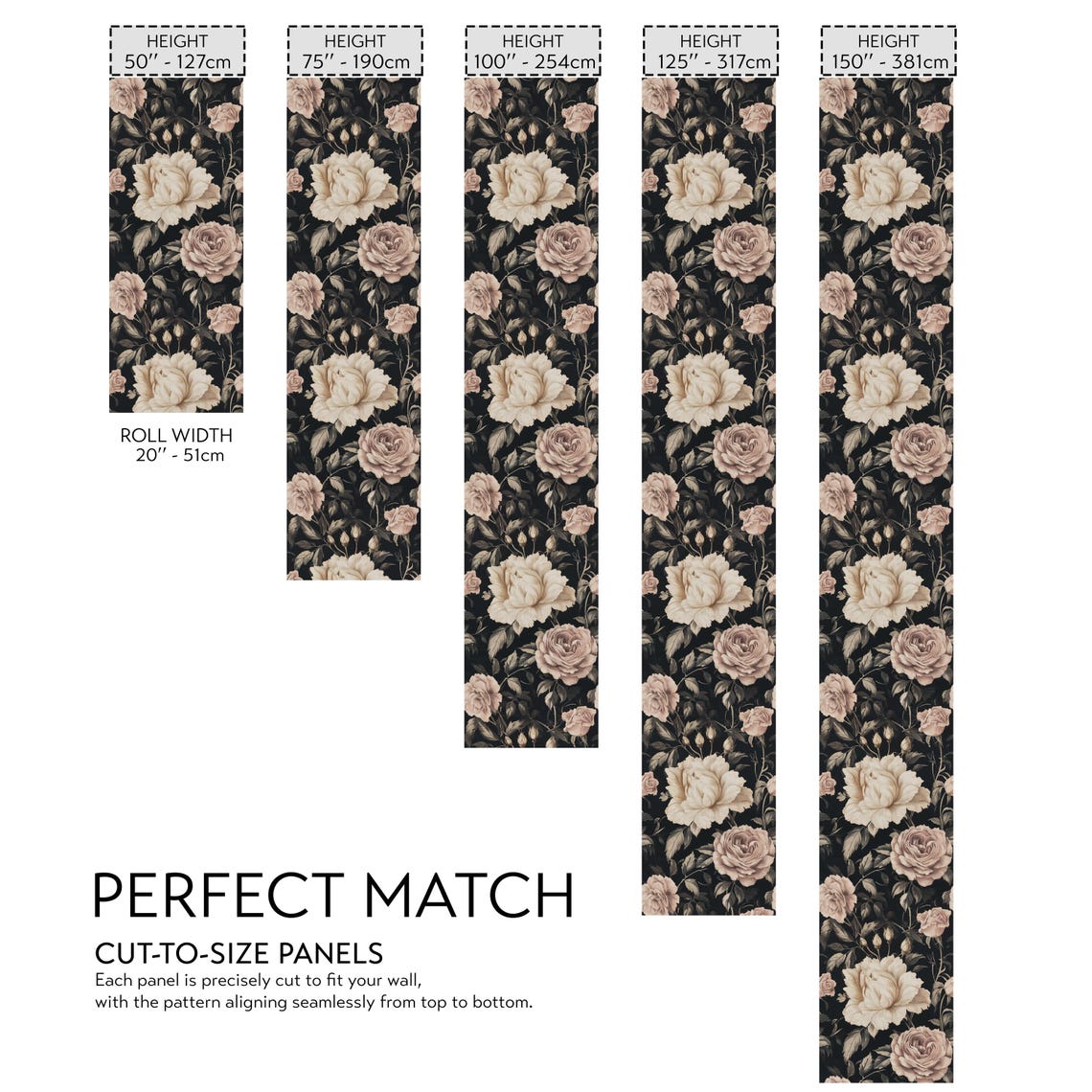 Vintage Blush Rose Wallpaper | Dramatic Floral Accent Wall Mural - Etsy