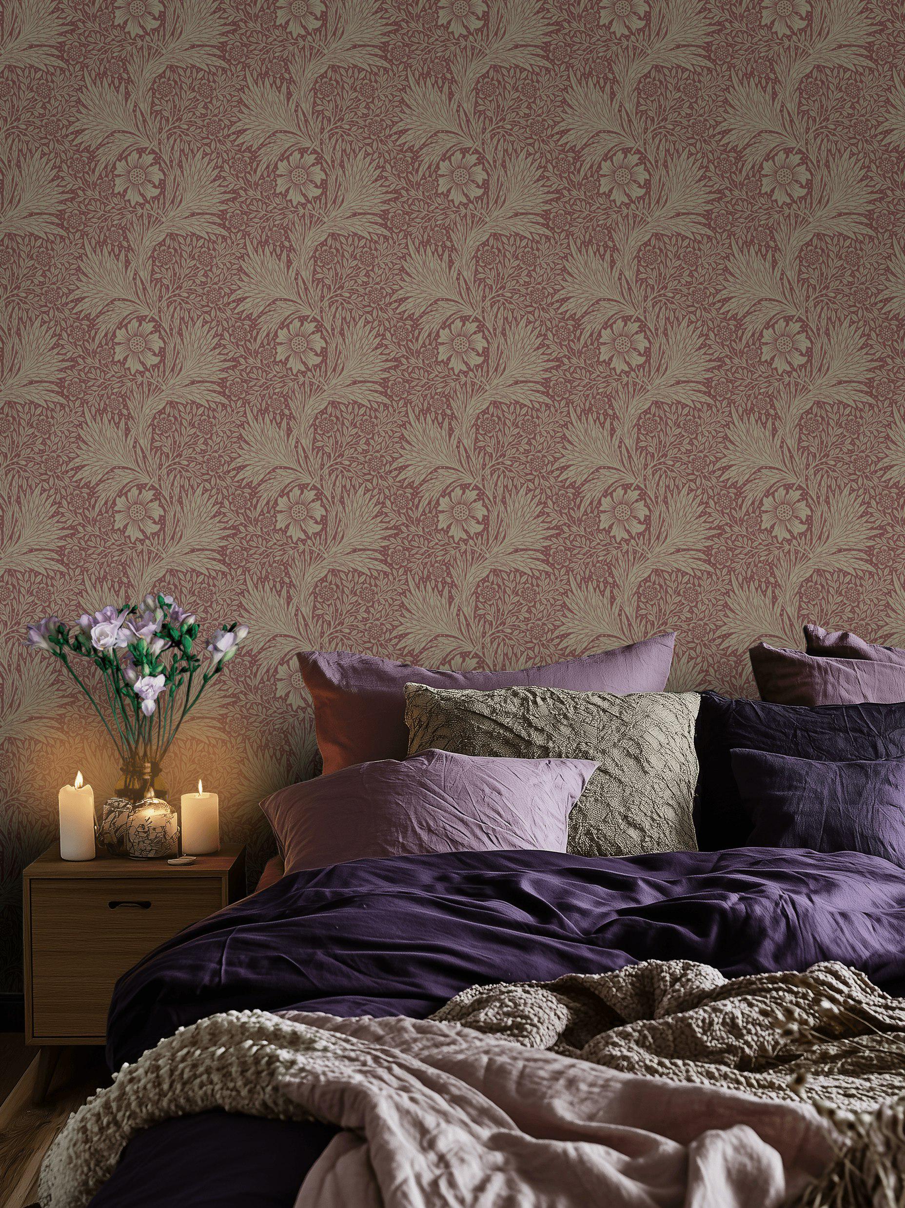 William Morris Mari Gold Madder Wallpaper | Antique English Floral Wall ...